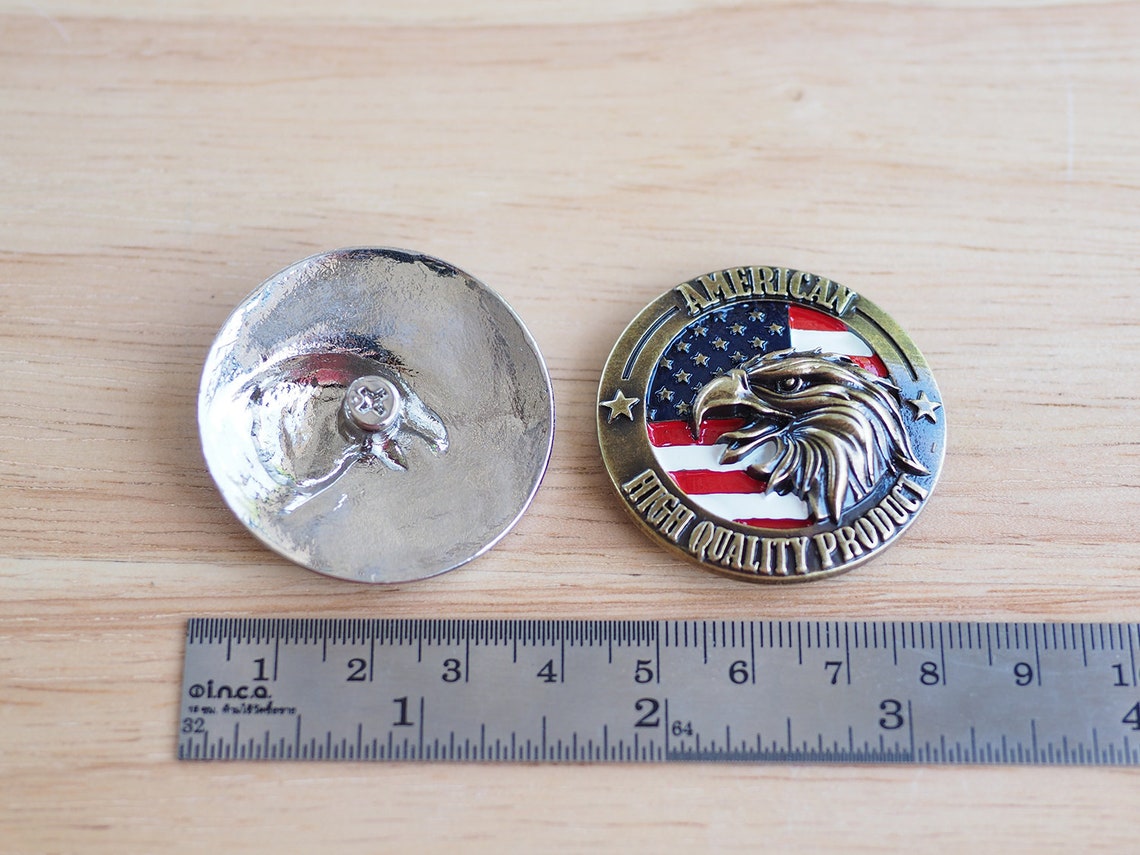 2 Eagle USA Flag Conchos USA stud Screwback Biker wallet | Etsy