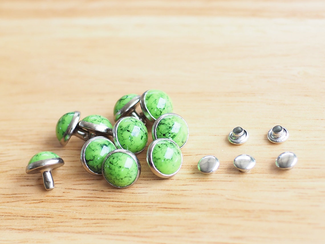20 Sets of 10.4 Mm Green Turquoise Rivets Green Rivet Stud - Etsy