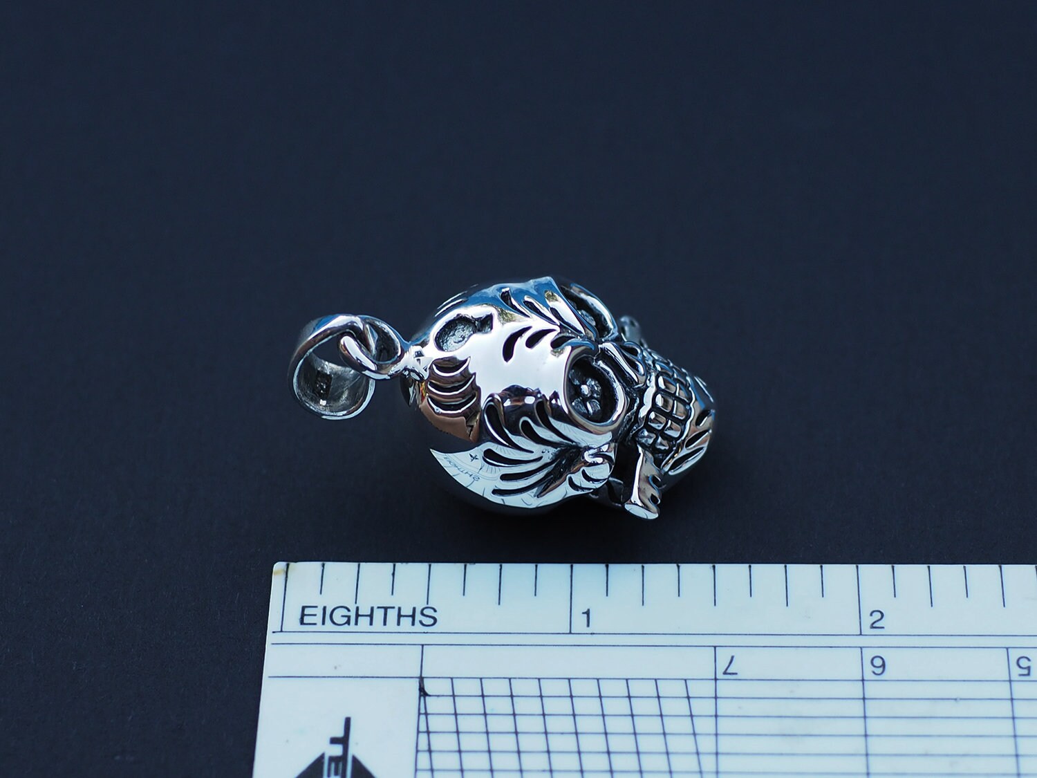 Sugar Skull With Key Pendant Day of Death Charm Solid - Etsy