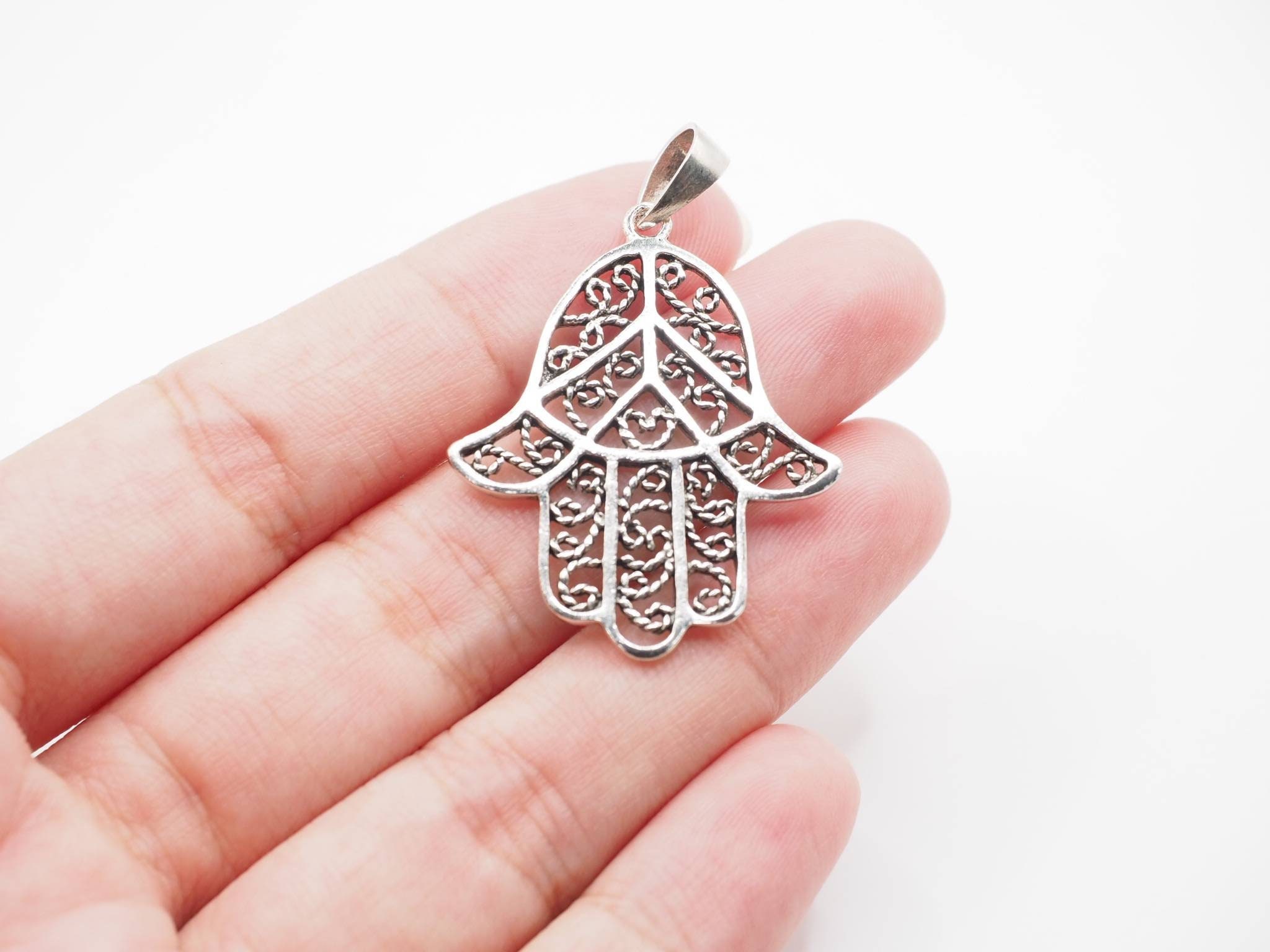 Hamsa Hand Charm Pendants Fatima Hand Charm Sterling Silver - Etsy