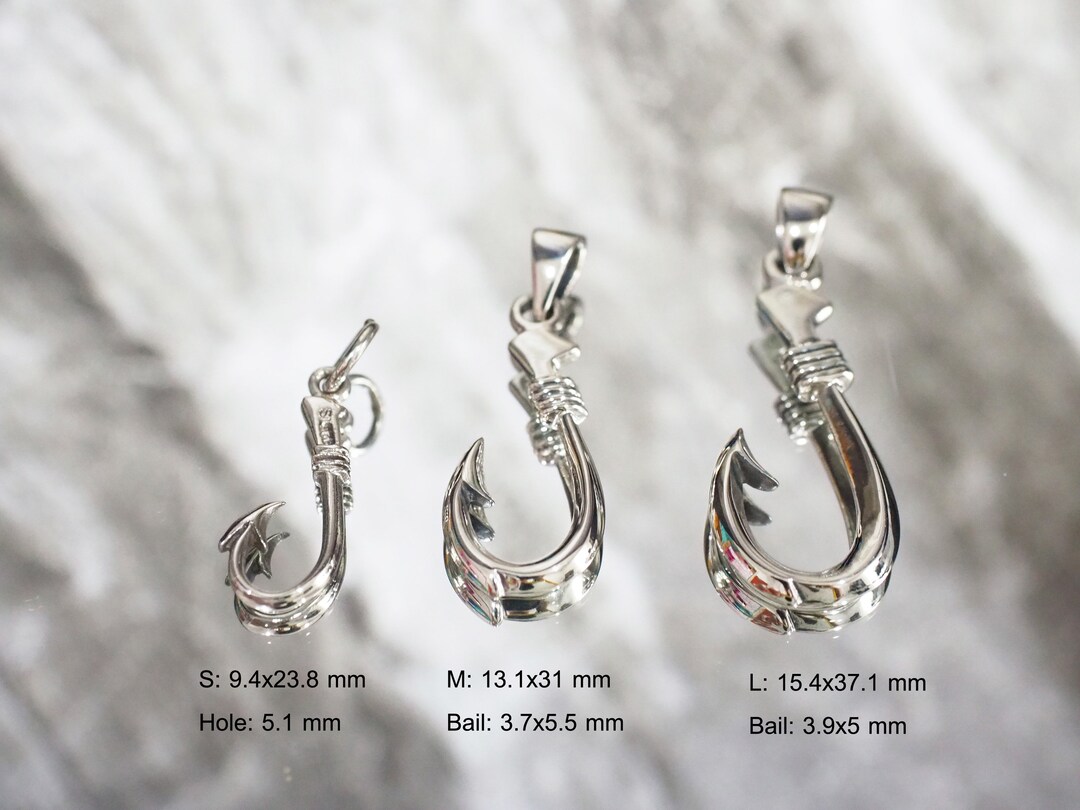 Sterling Silver Fish Hook Pendants, Maori Fish Hook Charm, Fishing Lure ...