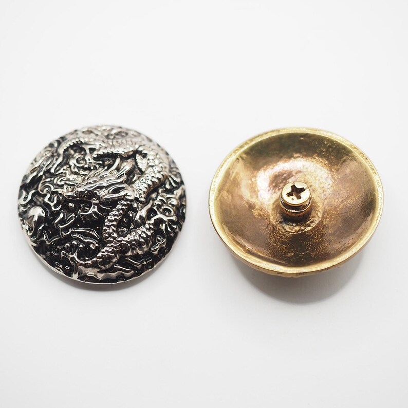 2 Pcs - Chinese Dragon Conchos, Dragon Stud Screwback, Leather Craft ...
