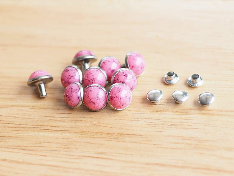 20 Sets of 9.4 Mm Pink Turquoise Rivets Pink Rivet Stud Dome | Etsy