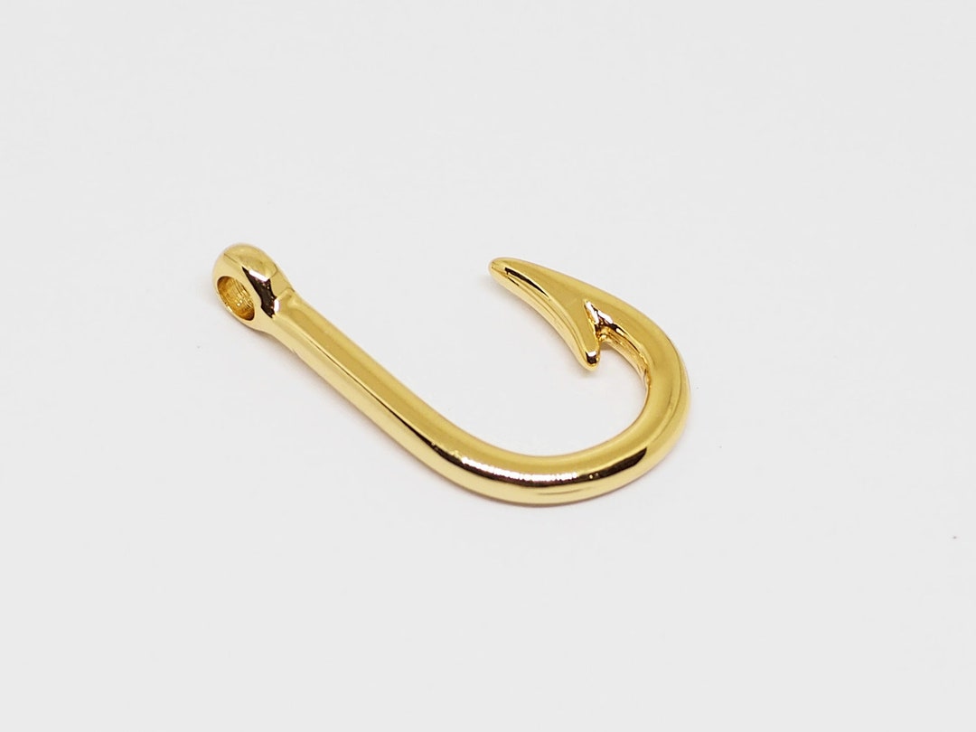 3 Pieces 1 18k Gold Small Fish Hook Charm Pendants, Jewelry Supplies ...