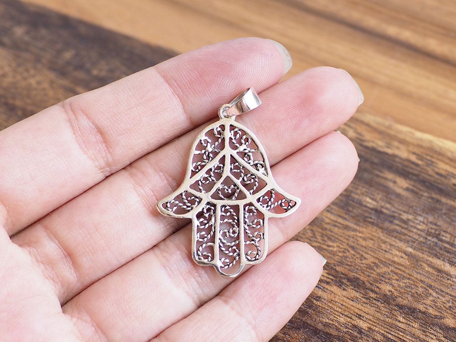 Hamsa Hand Charm Pendants Fatima Hand Charm Sterling Silver - Etsy