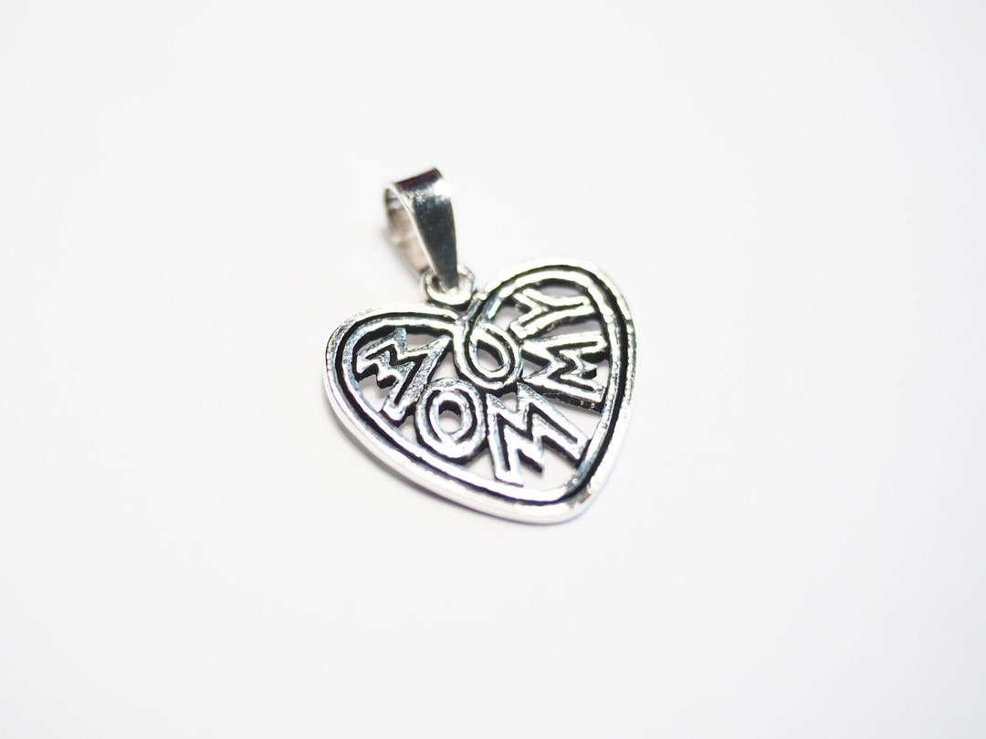Heart Love Mommy Charm Pendants, I Love You Mom Charm, Sterling Silver ...