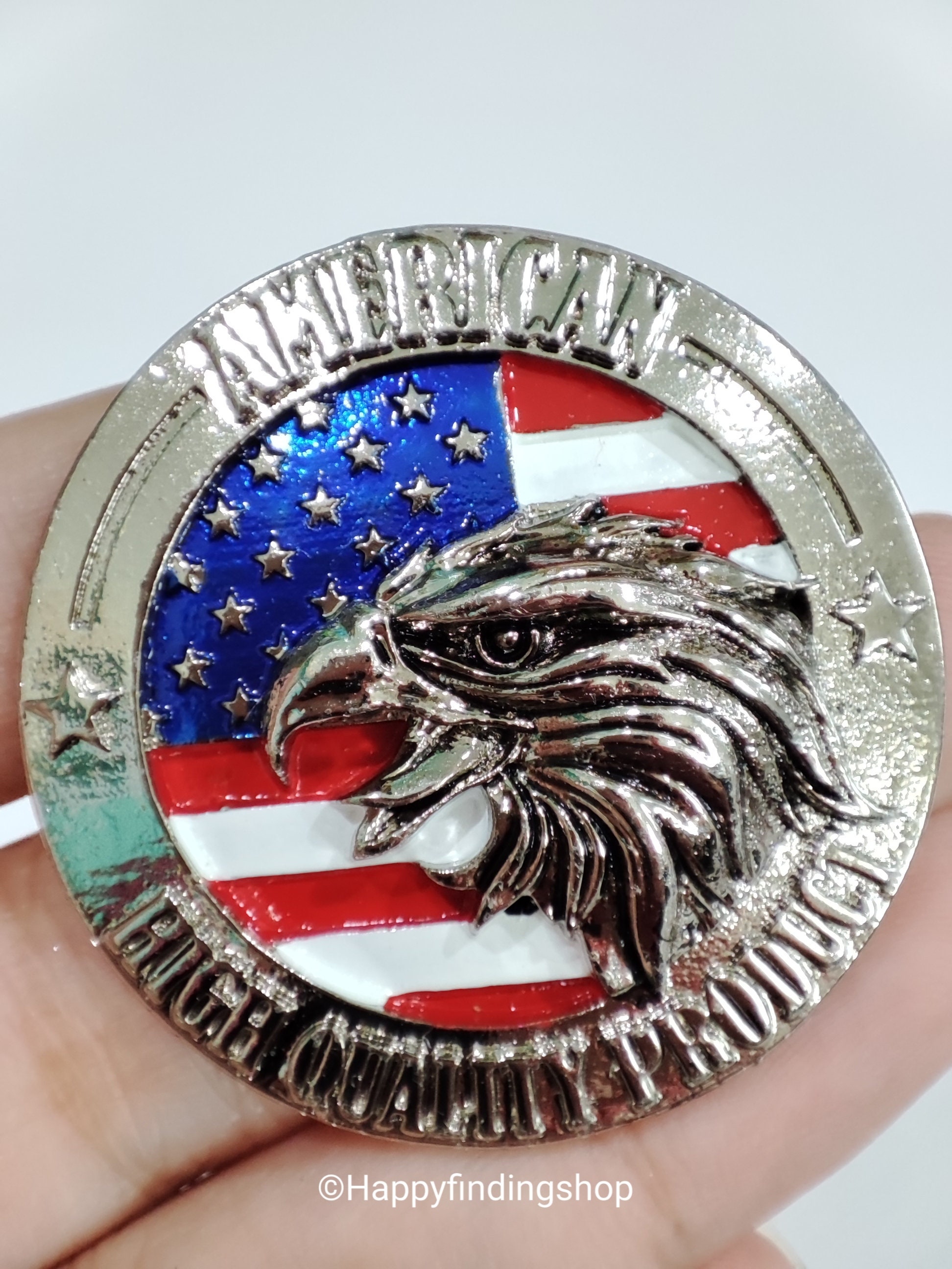 2 Eagle USA Flag Conchos USA Stud Screwback Biker Wallet - Etsy