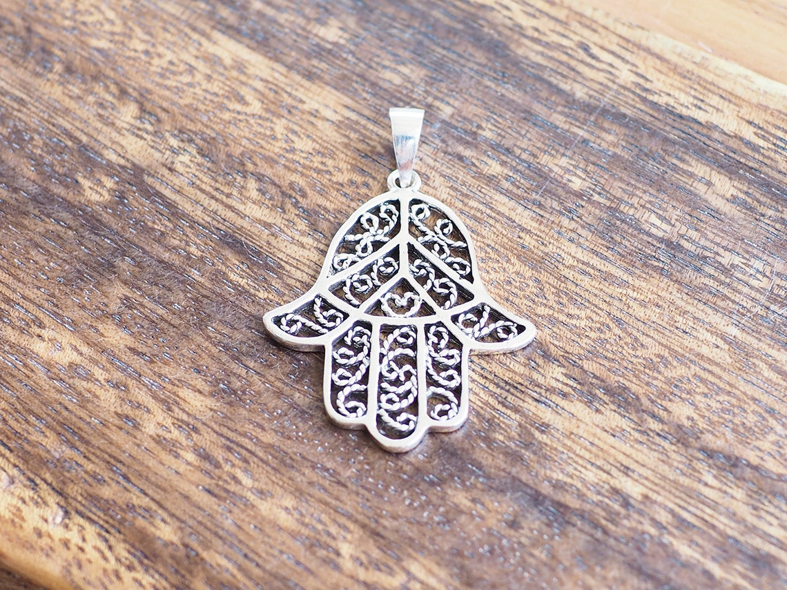 Hamsa Hand Charm Pendants Fatima Hand Charm Sterling Silver | Etsy