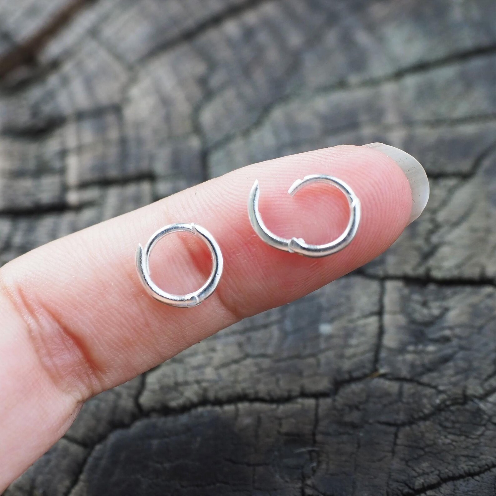 9 Mm - Tiny Silver Huggie Hoop Earrings, Little Hoop Earring - Click ...