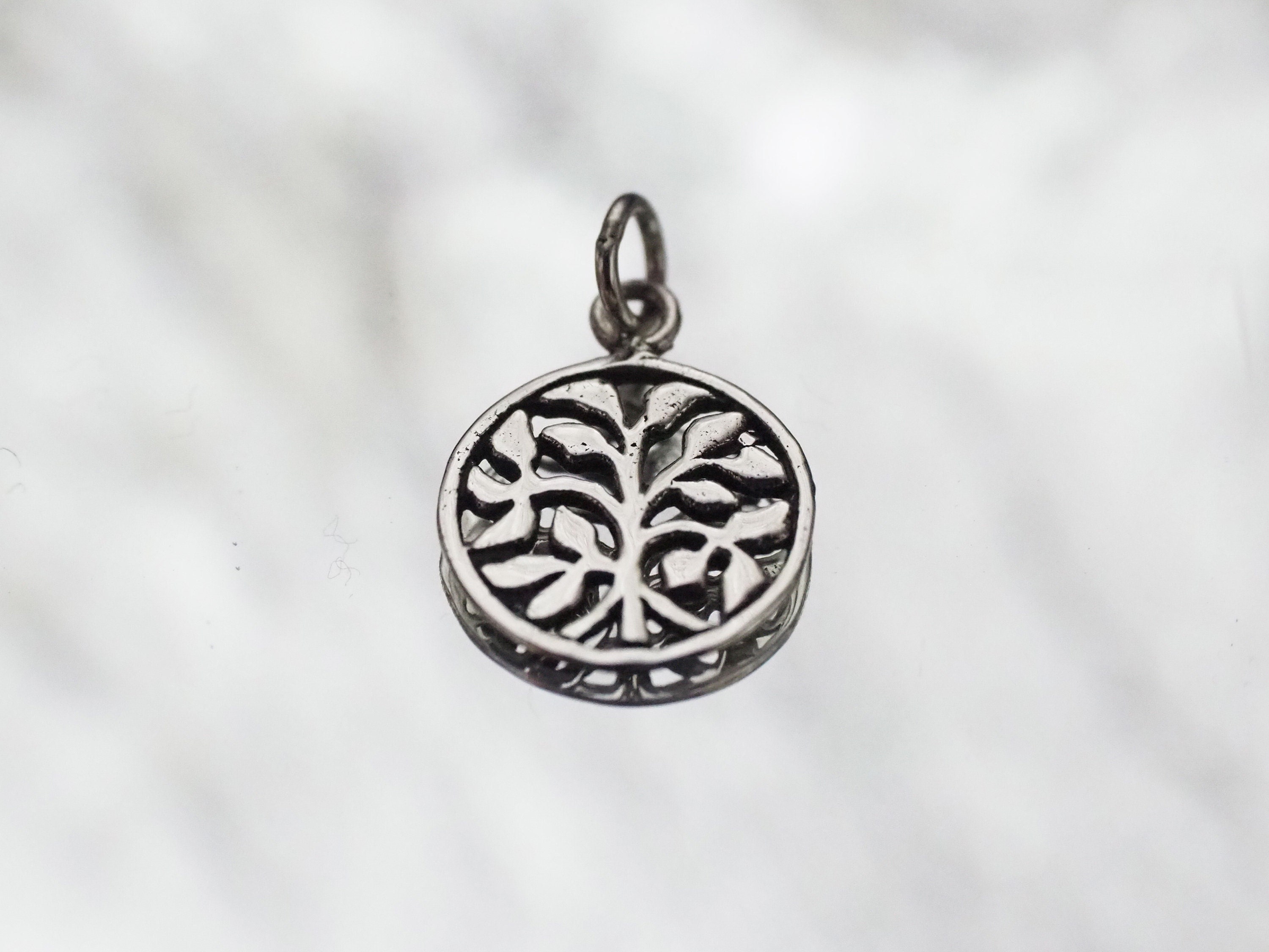 2 Pcs Circle Tree of Life Charm Sterling Silver Charm - Etsy