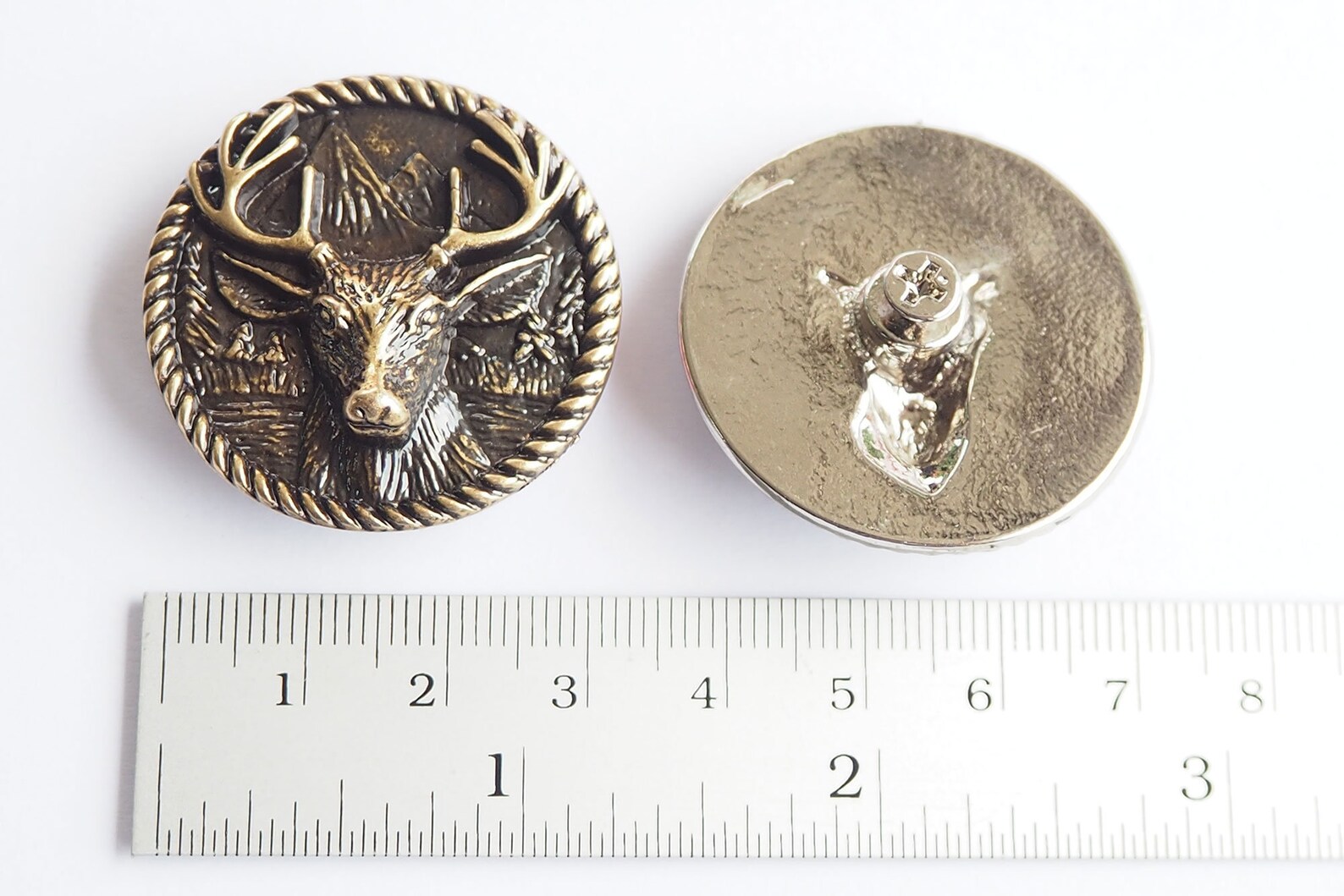 2 Pieces - Deer Moose Stud Conchos, Deer Stud Screwback, Leather Craft ...