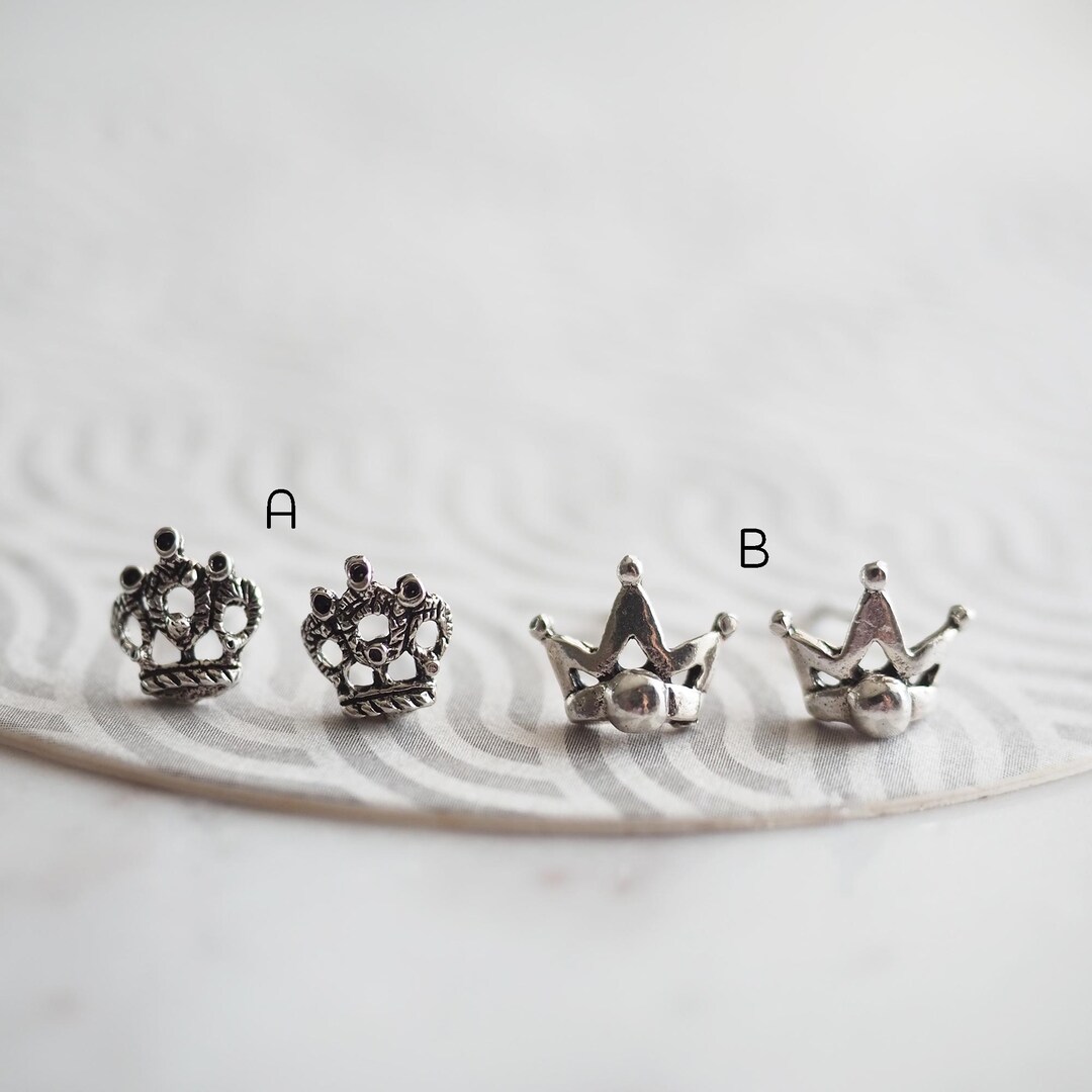Queen Princess Crown Stud Earrings, 925 Sterling Silver, Royal Jewelry ...