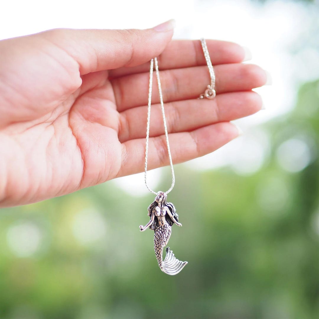 Sterling Silver Mermaid Pendants Necklace, Mermaid Jewelry, Ocean Beach ...