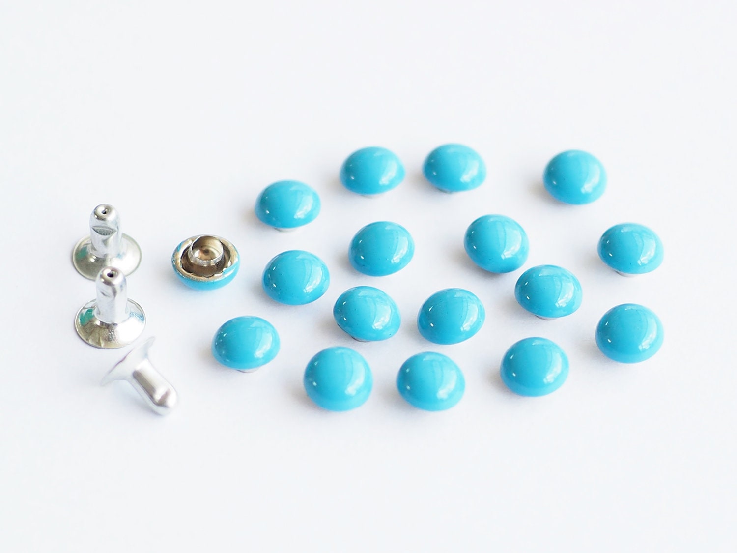 100 Sets of 6 mm Sky Blue Dome Rivet Stud Leather craft stud | Etsy