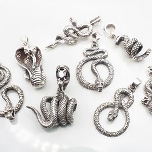 Infinity Snake Pendants, Coiled Snake Charm Pendants, Sterling Silver ...