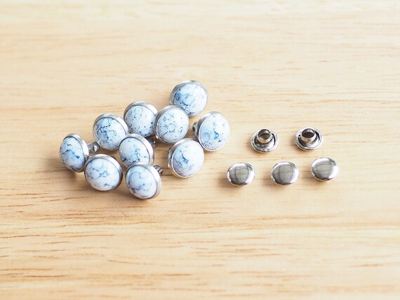20 Sets of 8.5 Mm White Turquoise Rivets White Rivet Stud | Etsy