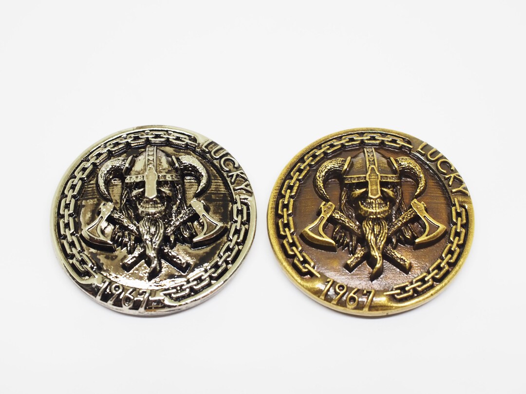 2 Pcs - Viking in Circle Chains Conchos, Skull With Axe Concho ...