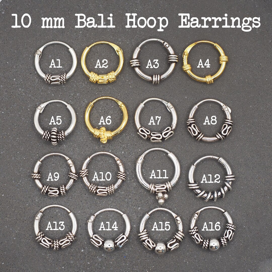 Tribal Bali Hoop Earrings, Boho Earrings, Cartilage Hoop Earrings ...