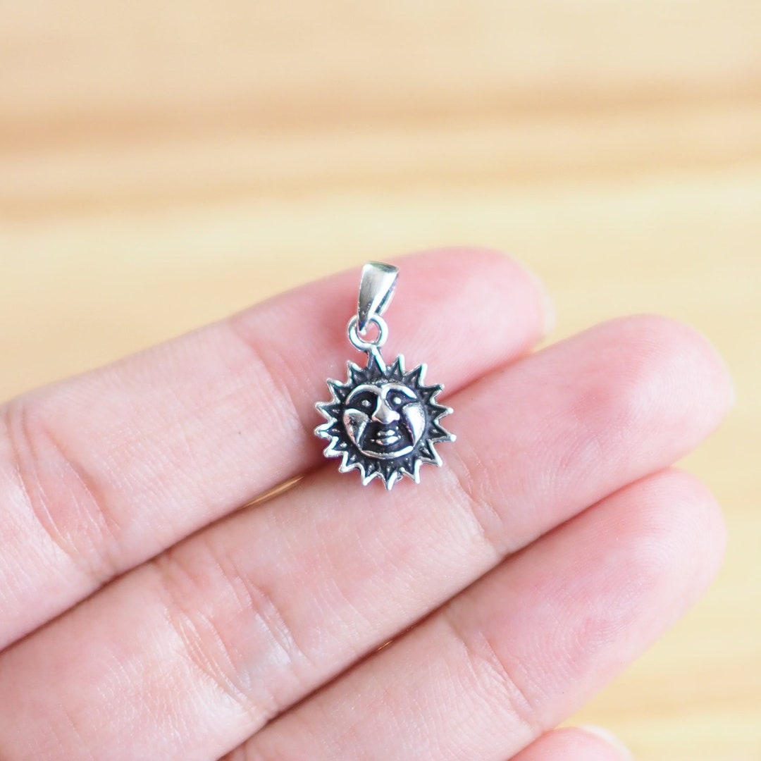 Sterling Silver Sun Charm Pendants, Sun Face Charm, You Are My Sunshine ...