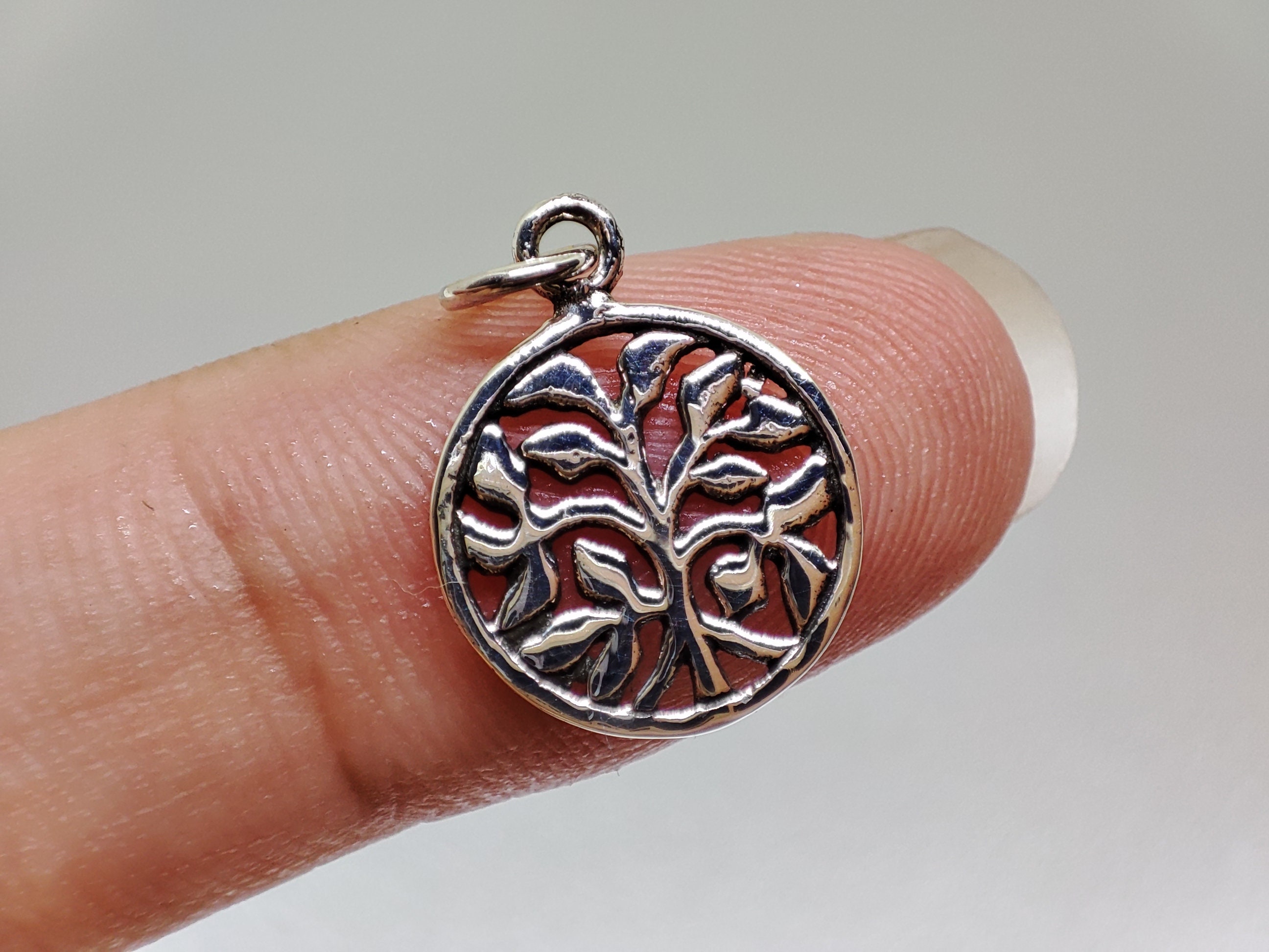 2 Pcs Circle Tree of Life Charm Sterling Silver Charm | Etsy