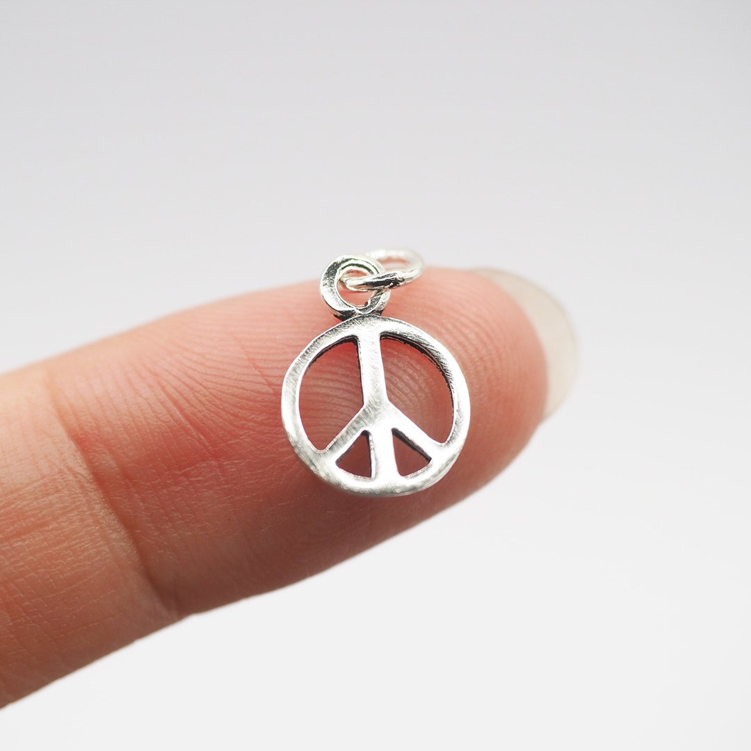 2 Pcs Tiny Sterling Silver Peace Symbol Charm Pendants - Etsy