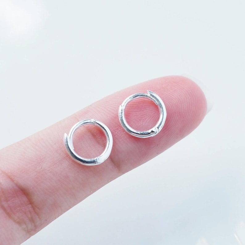 9 Mm - Tiny Silver Huggie Hoop Earrings, Little Hoop Earring - Click ...