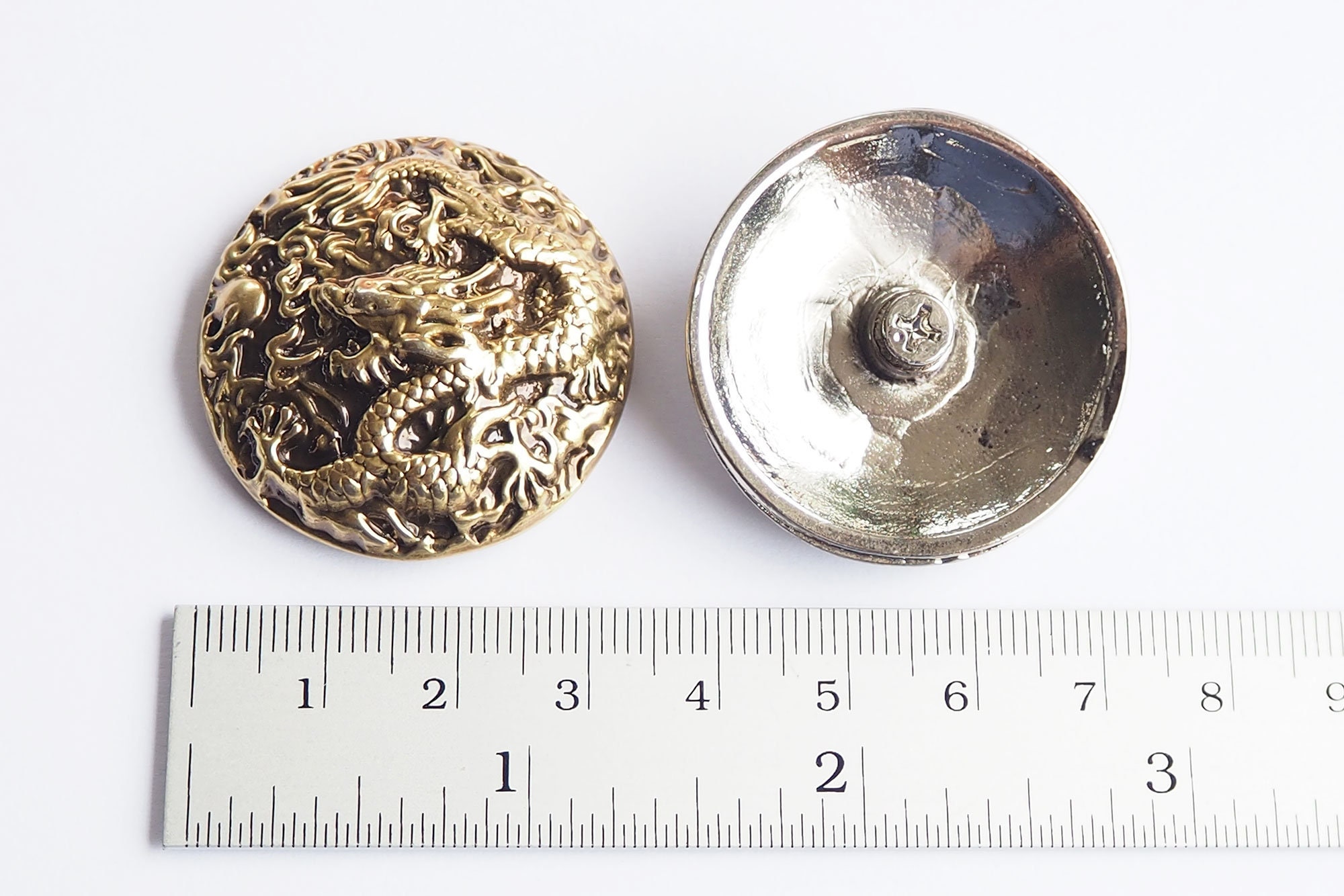 2 Pcs - Chinese Dragon Conchos, Dragon Stud Screwback, Leather Craft ...