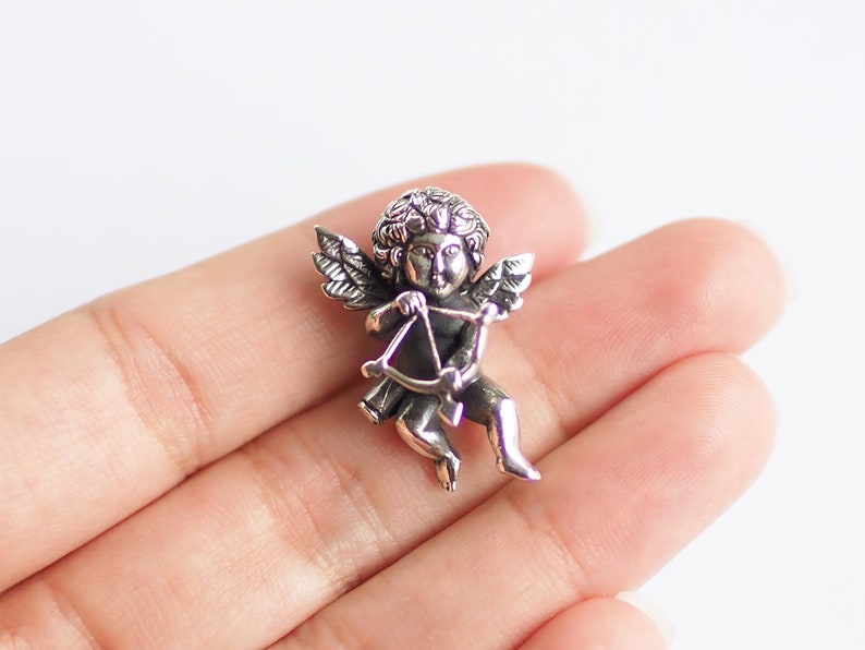 SALE Sterling Silver Cupid Charm Pendants 3D Cupid Angle - Etsy
