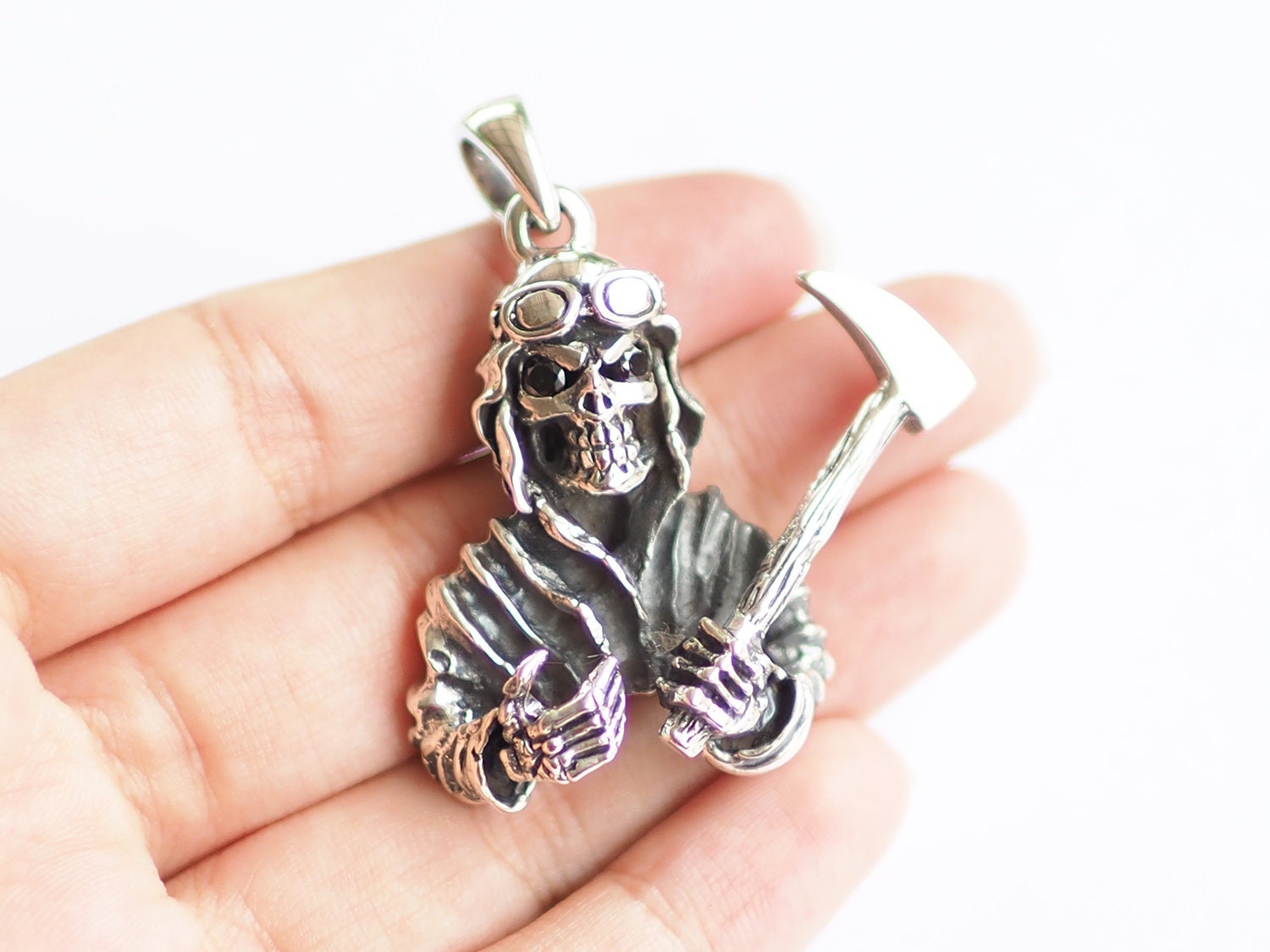 Grim Ripper Charm Pendant Day of Death Charm Sterling Silver - Etsy