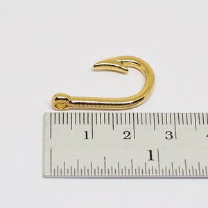 3 Pieces - 1" 18k Gold Small Fish Hook Charm Pendants, Jewelry Supplies ...