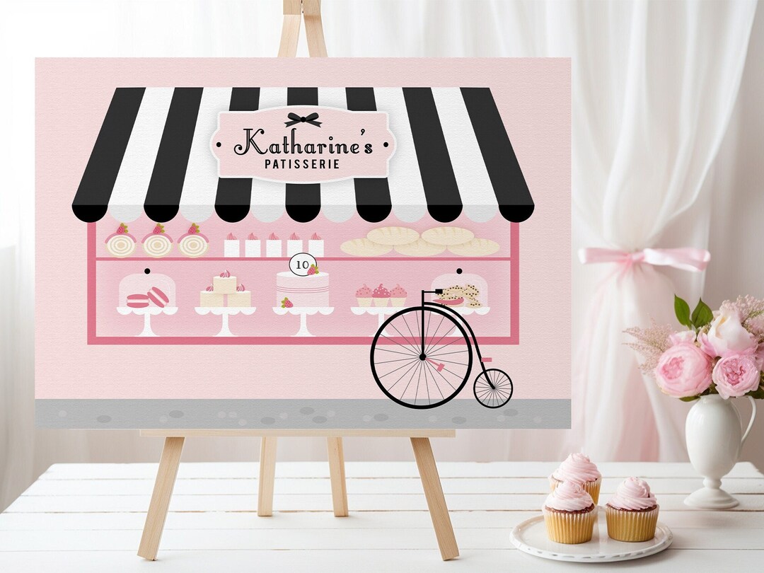 Custom Paris Bakery Party Theme Poster Backdrop, Paris Cafe Birthday ...