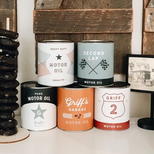 Custom Car Party Oil Can Wraps Digital File- Vintage Truck Garage Theme ...