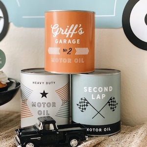 Custom Car Party Oil Can Wraps Digital File- Vintage Truck Garage Theme ...