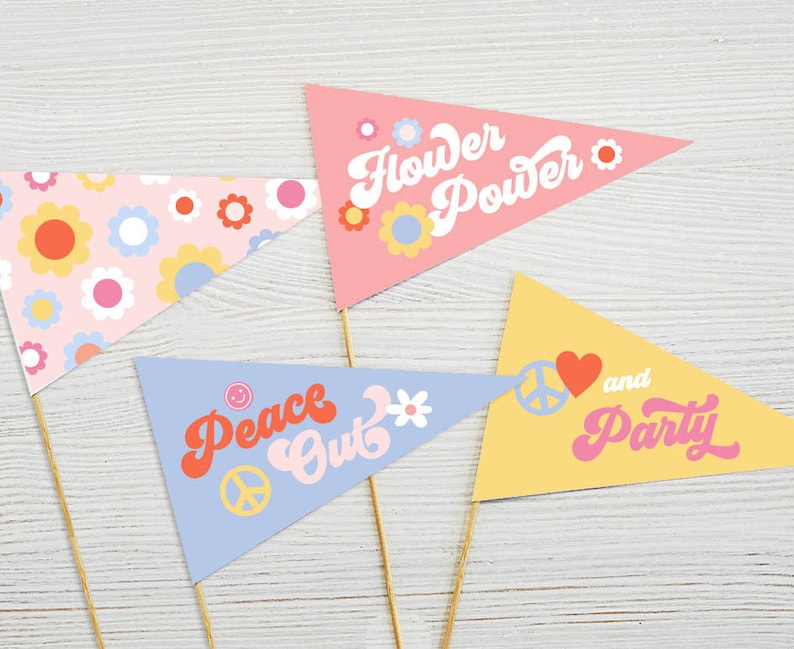 Digital Download Peace Love Party Mini Pennants -peace Out, Flower ...
