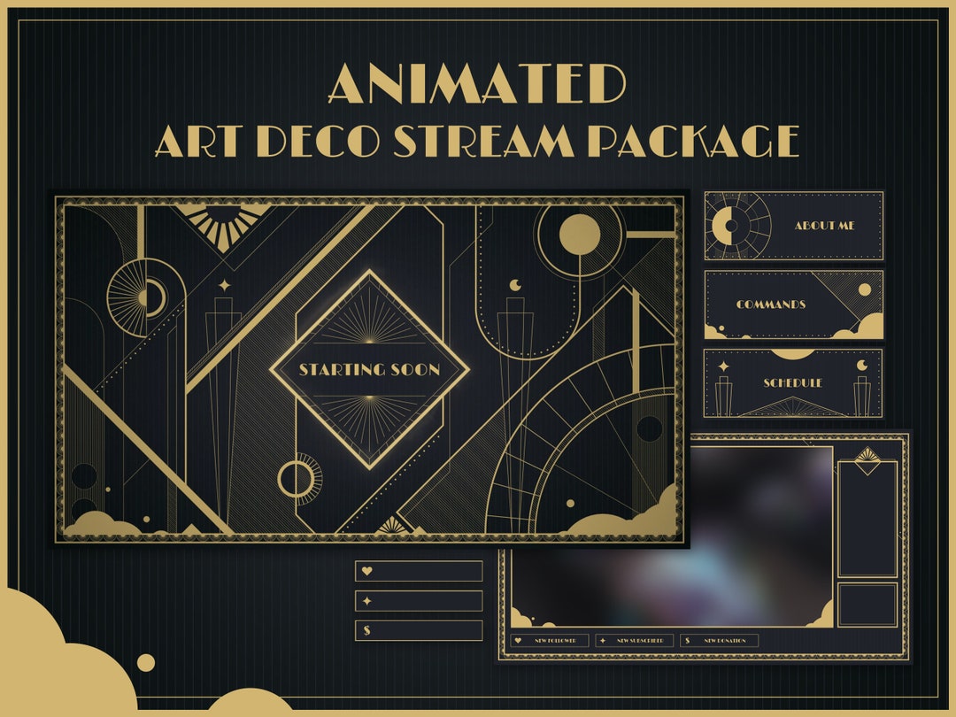Animated Art Deco Stream Package for Twitch - Screens, Panels, Chat Box ...
