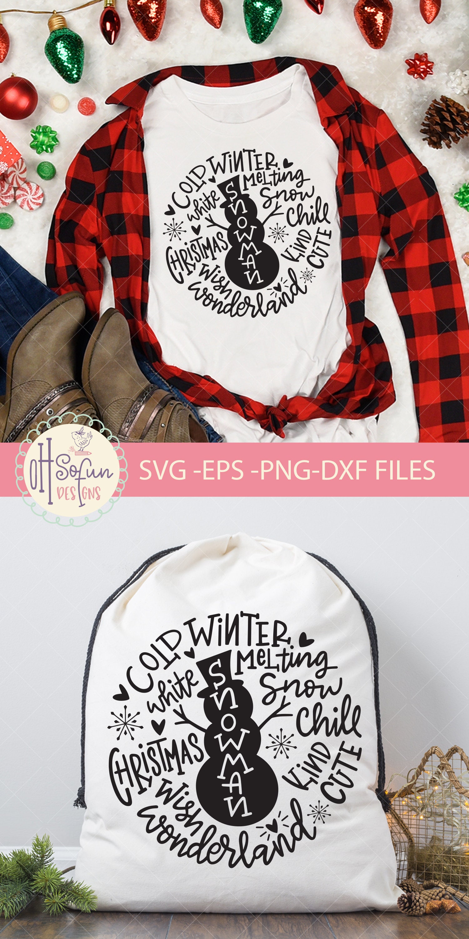 Snowman Typography | SVG Files | Digital Download | Christmas Doodle ...