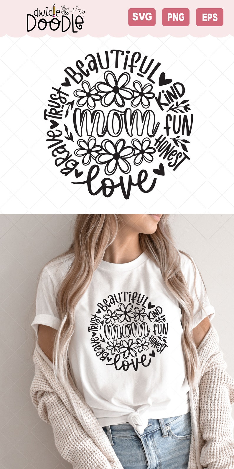Mom Word Art With Flowers SVG Cut File Digital Download ONLY - Etsy