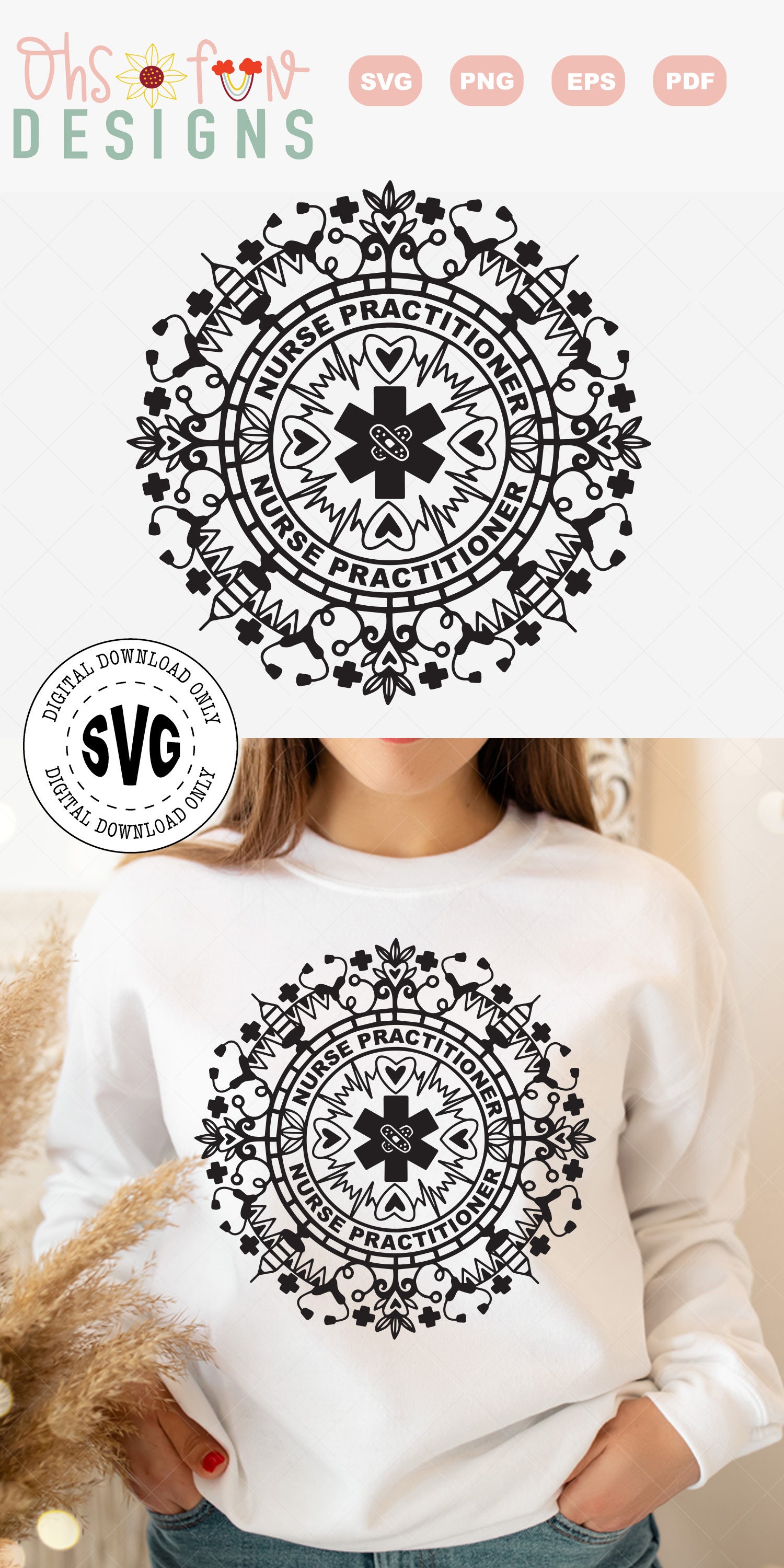 Nurse Practitioner Mandala Svg | DIGITAL DOWNLOAD ONLY | Essential ...