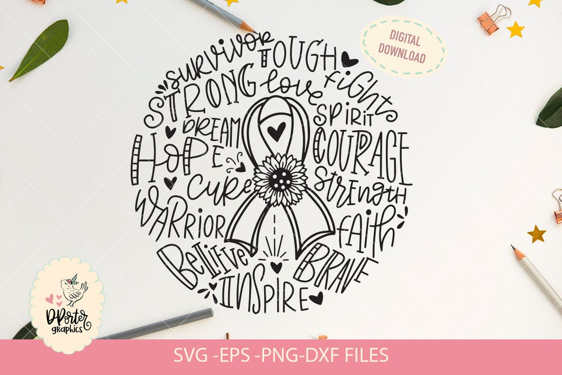 Cancer awareness SVG cut file cameo Cricut cut file cancer | Etsy