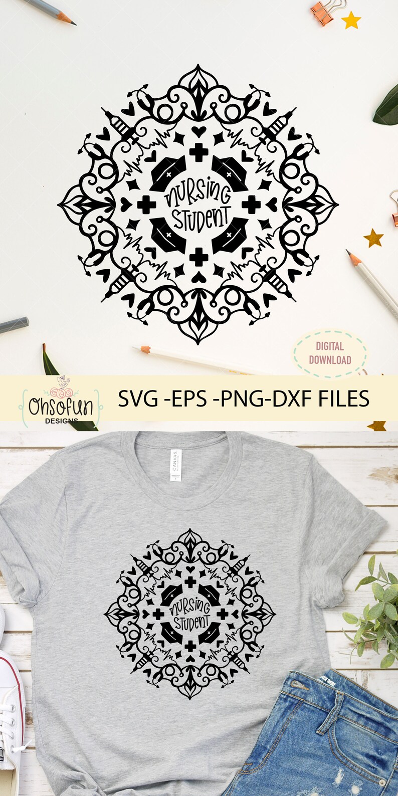 Nursing Student Mandala, Student Nurse Mandala, SVG File, Digital ...