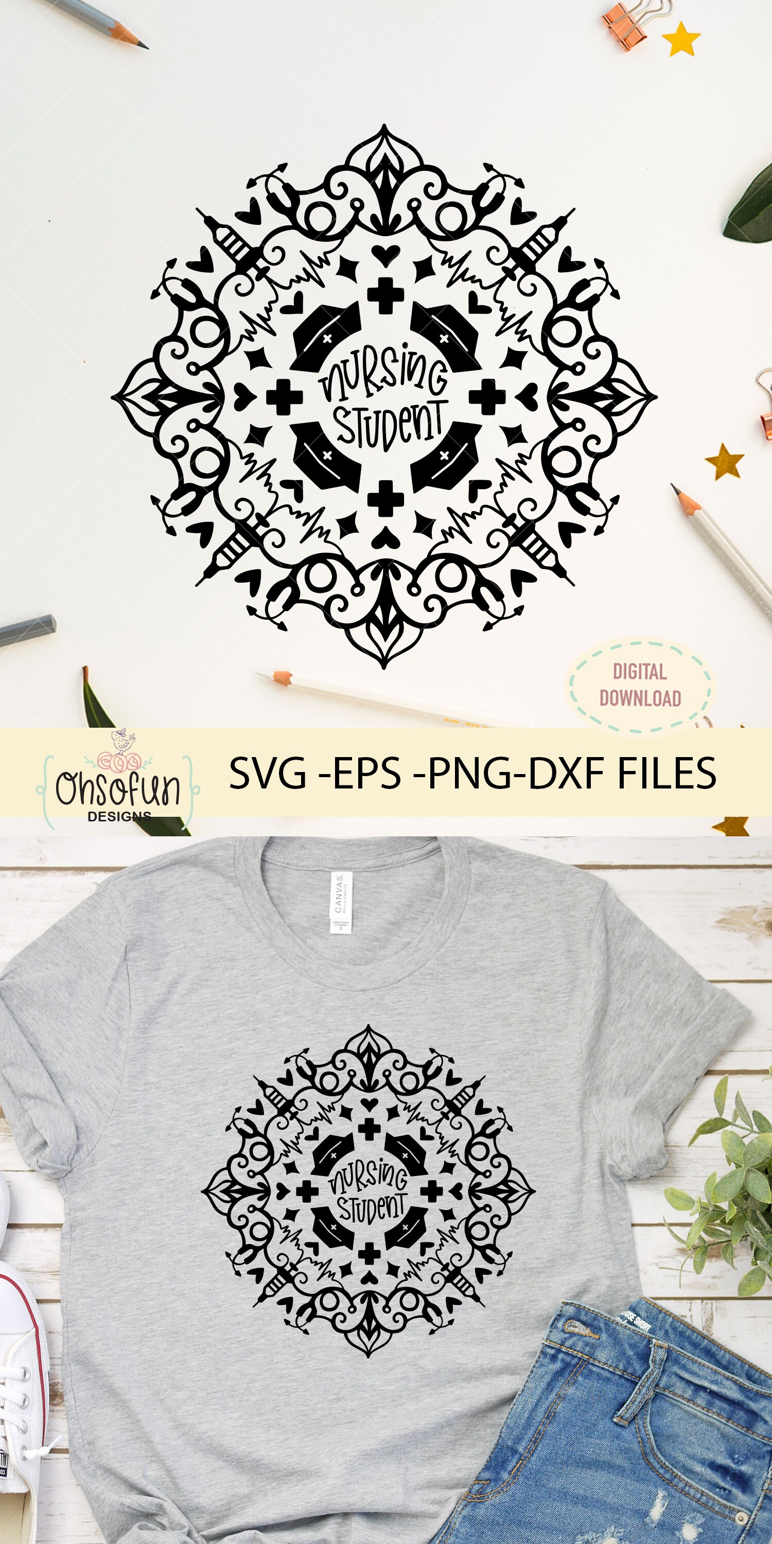 Nursing Student Mandala, Student Nurse Mandala, SVG File, Digital ...