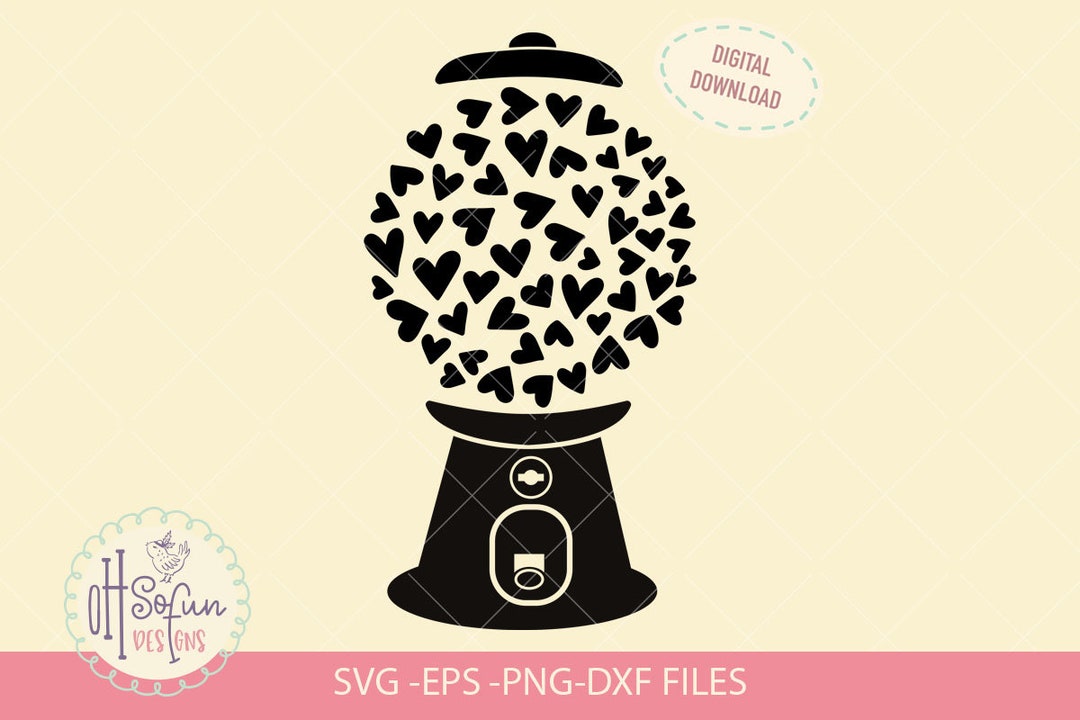 Heart Love Gumball Machine SVG, Cameo Cricut Cut File, Heart Love Die ...