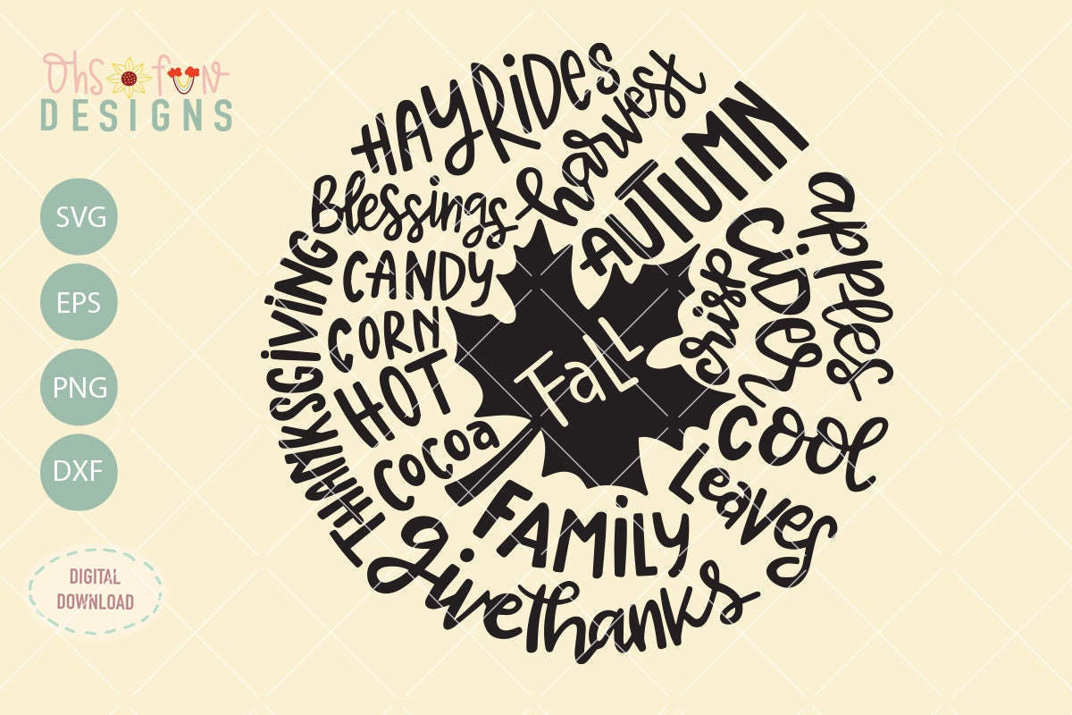 Fall Leaves Typography Svg File DIGITAL DOWNLOAD ONLY Fall - Etsy