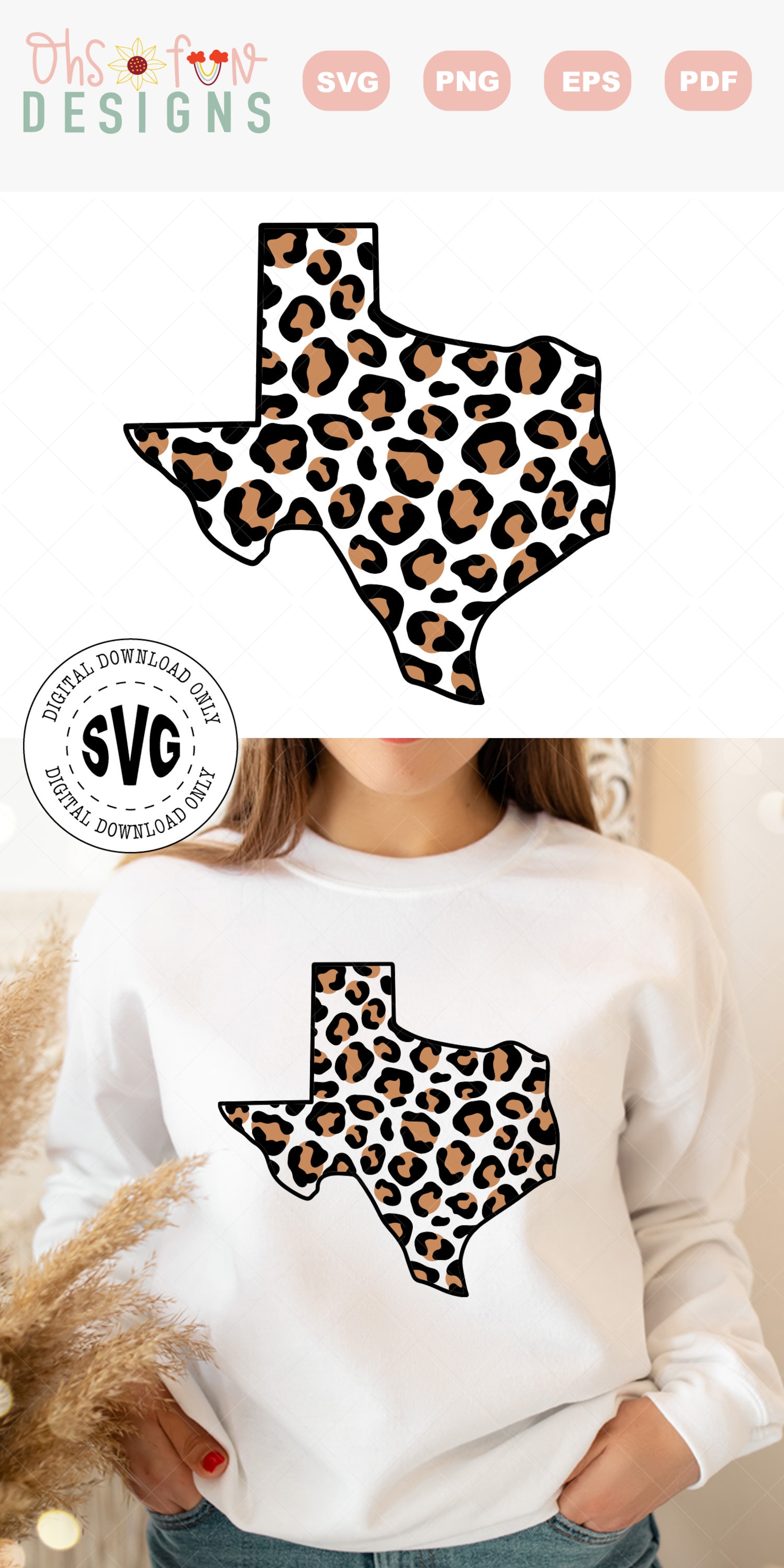 Texas Map Leopard Print Svg | DIGITAL DOWNLOAD ONLY | Animal Print ...
