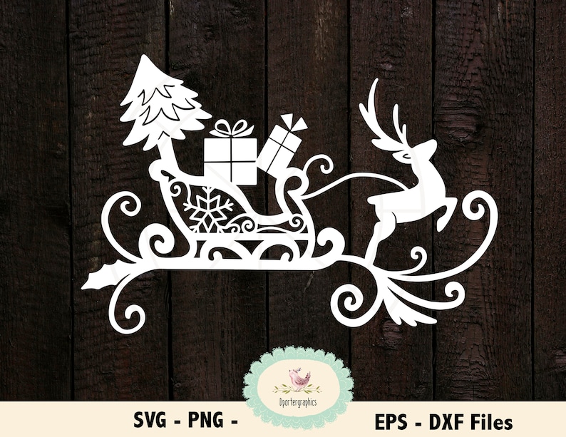 Sleigh SVG Cut File, Santa Sleigh Clipart, Christmas Svg, Reindeer Svg ...