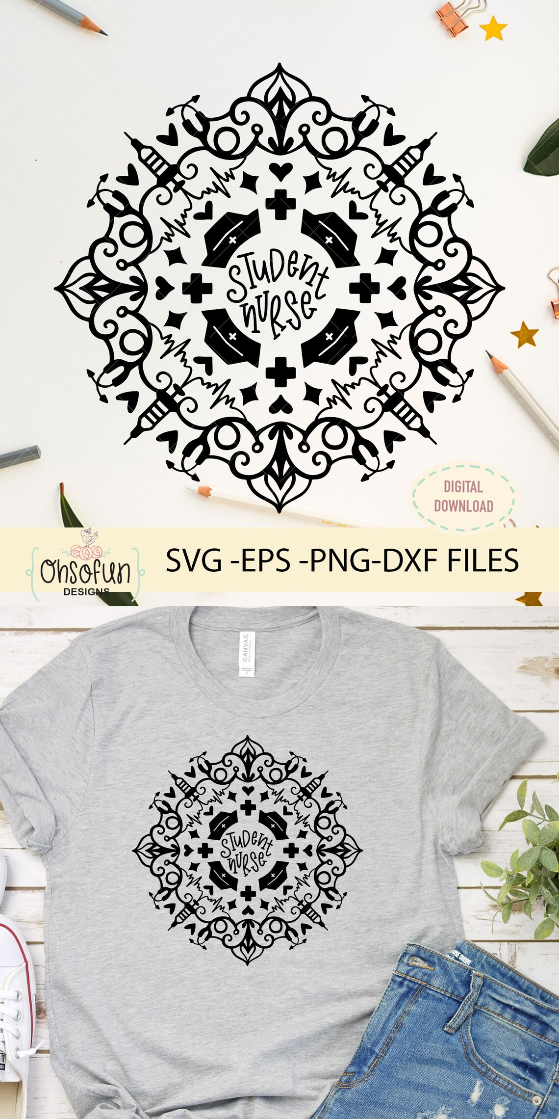 Nursing Student Mandala, Student Nurse Mandala, SVG File, Digital ...