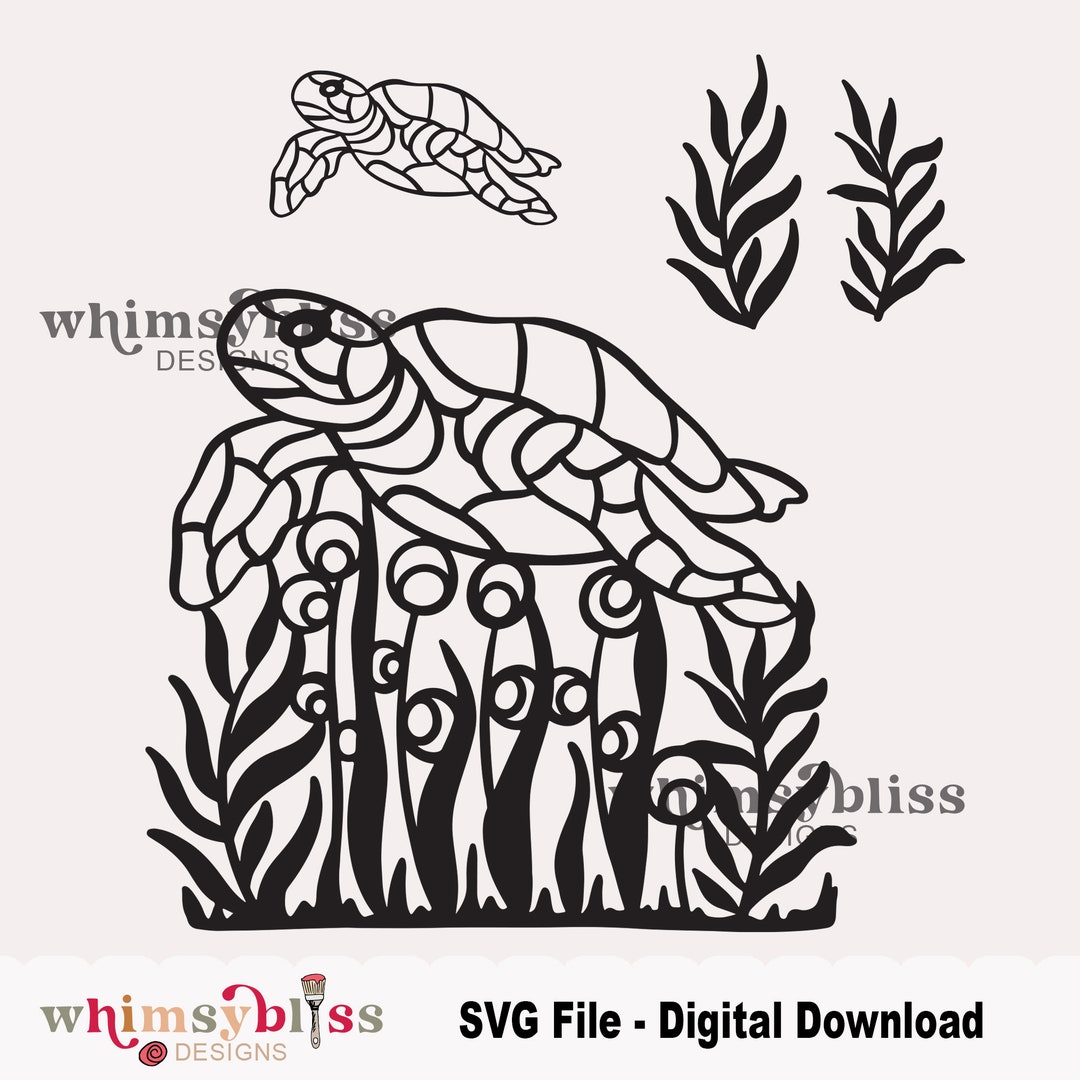Tortuga bajo el agua, archivo SVG para silueta Cricut, solo descarga ...