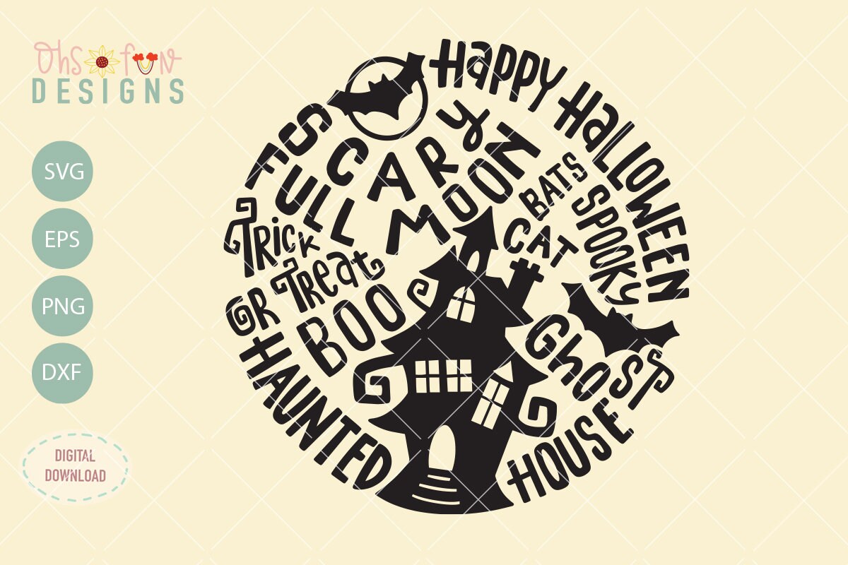 Haunted House Typography, Svg File, DIGITAL DOWNLOAD ONLY, Fall Season ...