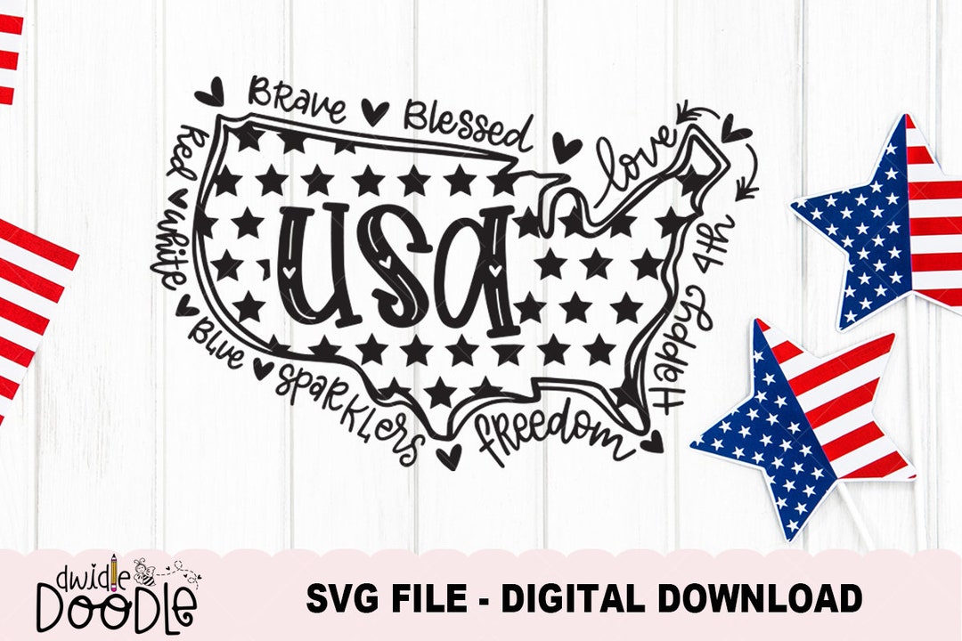 Independence Day American Map SVG, Digital Download ONLY, Patriotic Svg ...