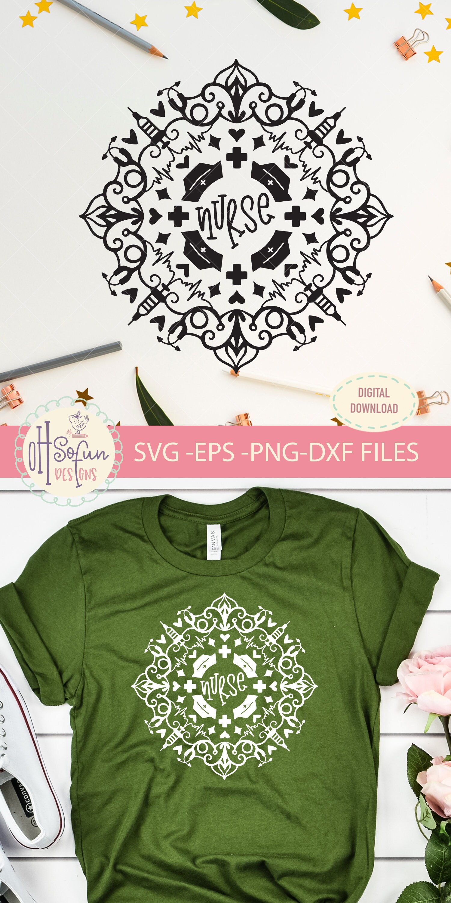 Nurse Mandala, SVG File, Digital Download ONLY, Nurse Clipart Svg ...